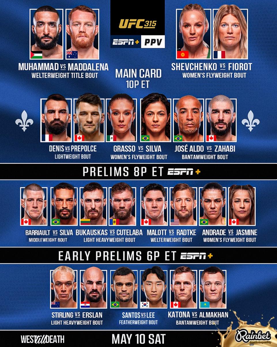 Cartelera, horario y dónde ver UFC 315 en España - VAVEL España