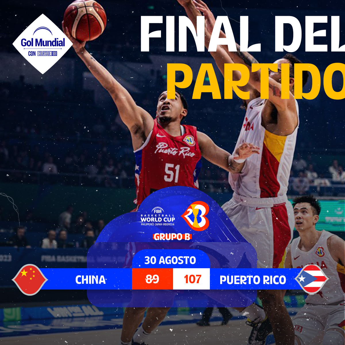 Resumen y canastas del China 89-107 Puerto Rico en Mundial FIBA 2023 ...