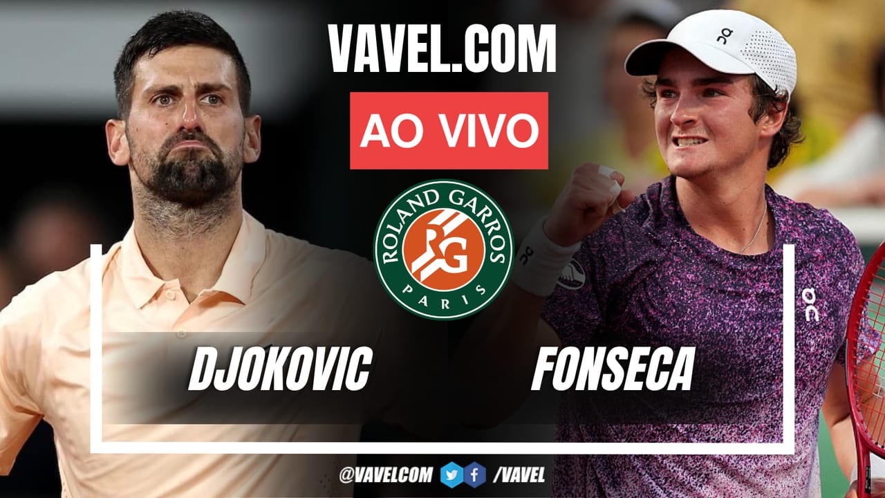 Resumo e sets Novak Djokovic (6-4, 6-4, 3-6, 5-7, 5-7) João Fonseca ...
