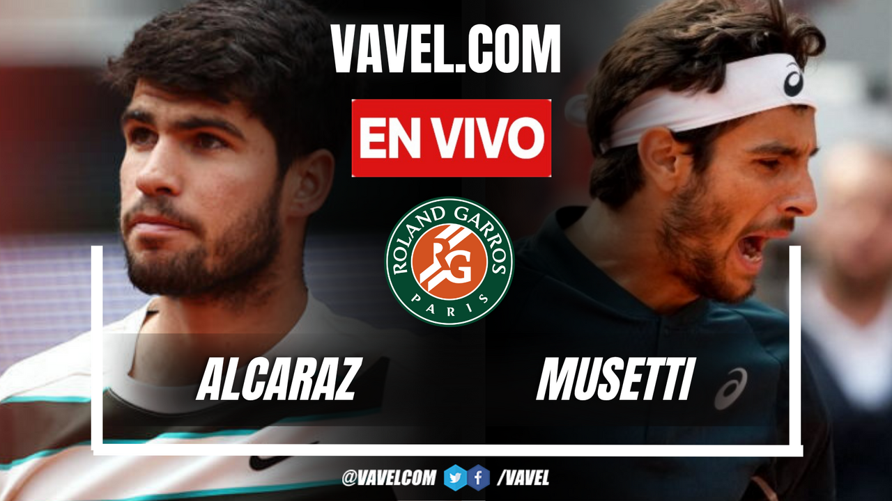 Resumen y sets Alcaraz (4-6, 7-6, 6-0, 6-6) vs Musetti en Roland Garros | 06/06/2025 - VAVEL España